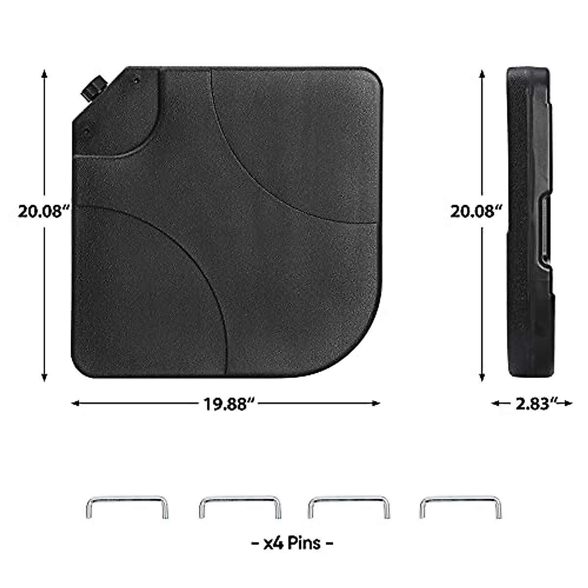 SUPER DEAL 4-Piece Heavy Duty Cantilever Offset Patio Umbrella Base, Water/Sand Filled Square Umbrella Stand 4 with Easy-to-Fill Spouts for Garden, Backyard and Poolside Black