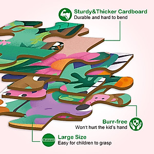 TAOZI&LIZHI Jumbo Jigsaw Puzzles, Jungle Animals, Large Floor Puzzle for Kids Ages 3-5, 4-8, Christmas Toddler Puzzles with Hand-held Gift Box, Preschool Learning & Education Toys(46 pcs, 2 x 3 feet)