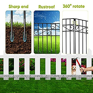 Doozx Animal Barrier Fence 10 Pack No Dig Fencing 12in(H) X 16.3ft(L), Rustproof Metal Wire Panel Decorative Garden Fence for Dog Rabbit Pet Outdoor Decor