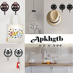 Apkhgtb Suction Shower Hooks 2 Packs Multi-Purpose Wreath Hanger Strong Suction Cup for Bathroom, Kitchen, Glass Door, Mirror, Tile – Loofah, Towel, Coat, Bath Robe Holder (Gun Grey)