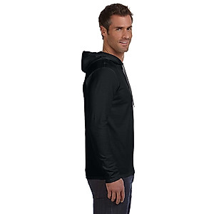 Anvil Lightweight Long-Sleeve Hooded T-Shirt (987AN)- BLACK/DARK GREY,XL
