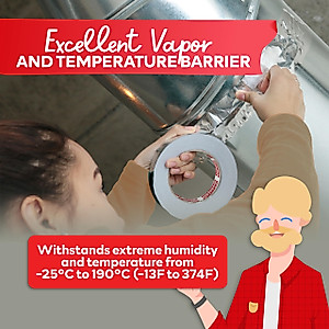 XFasten Aluminum Foil Tape for Ductwork 1 Inch x 55 Yards 3-Pack (495 Feet) 3.6mil Aluminum Tape for Ductwork Heavy Duty Dryer Vent Tape Foil and Seal HVAC Tape for Ducts, High Temp HVAC Duct Tape