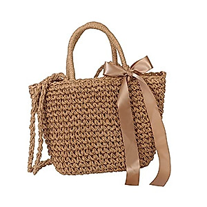 VALICLUD 1pc with Shopping Girls Beach Travel Single Crochet Bags Purses Women- Rattan Woven Cross- Clutch Body Straw for Cross-body Crossbody Storage Shoulder Bag Large Zipper Tote