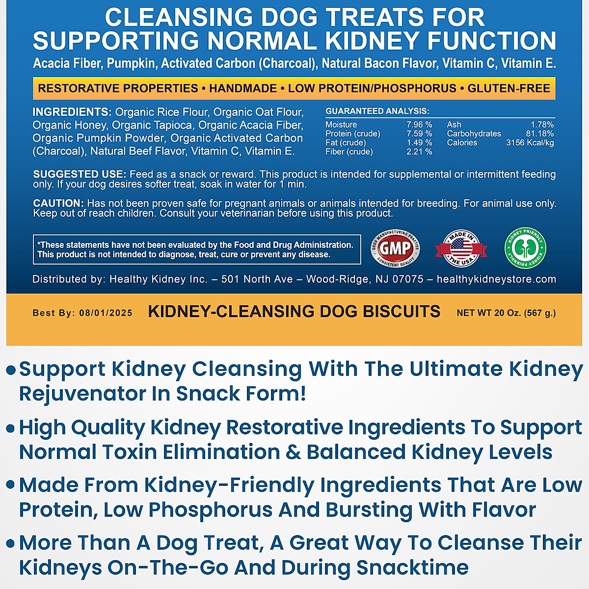 Kidney Cleanse Beef Dog Treats Supports Normal Kidney Toxin Elimination: 20 Oz. Low Protein Beef Dog Treats for Kidney Support. Kidney-Friendly Dog Food Diet Treat.