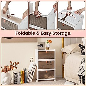 COSTWAY Storage Bins with Lid, 6 Tier Stackable Plastic Storage Bins with 4 Wheels, Magnetic Door, Ideal for Organizing Clothes, Snacks, Foldable Closet Shoe Organizers Box for Dorm, Home