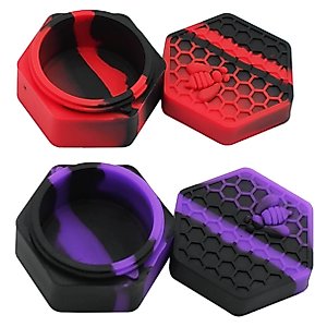 KUVIS 26ml Hexagon Silicone Container Non-stick Honeybee Jars with Carving Tool
