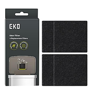EKO Trash Can Odor Filter Refills for Trash Can and Compost Bin, Activated Charcoal Deodorizer, Strong Charcoal Odor Absorber, Pack of 4 Replacements