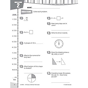 Shell Education 180 Days of Math for Third Grade (180 Days of Practice)