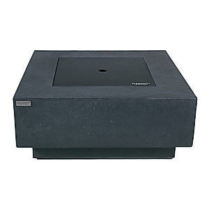 Elementi Plus Bergen Outdoor Table 40 Inches Fire Pit Patio Heater Concrete Firepits Outside Electronic Ignition Backyard Fireplace Cover Fire Glass Included Natural Gas