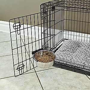 MidWest Homes for Pets Snap'y Fit Food Bowl | Pet Bowl, 20 oz. (2.5 cups) | Dog Bowl Easily Affixes to a Metal Dog Crate, Cat Cage or Bird Cage | Pet Bowl Measures 6L x 6W x 2H Inches,Silver