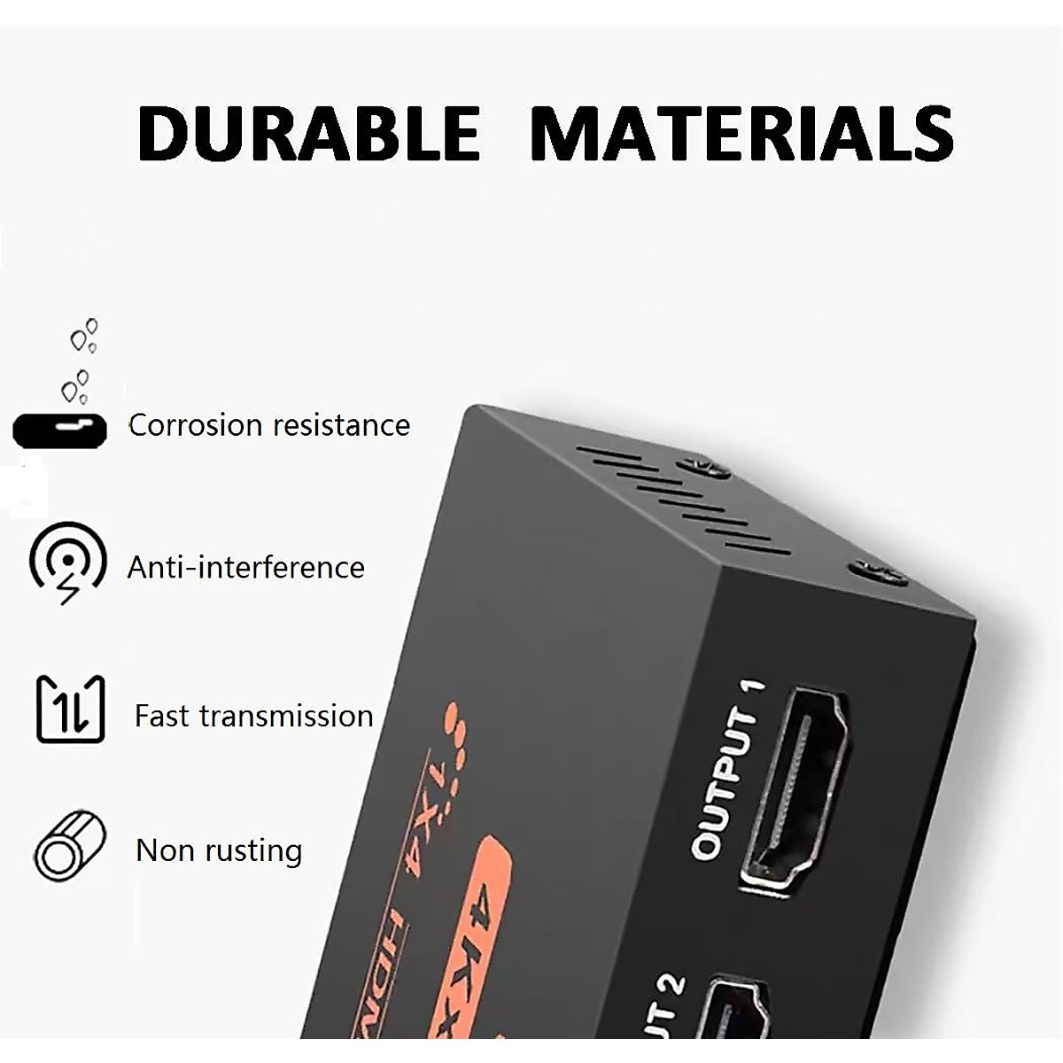 HDMI Splitter 1 in 4 Out 4K, 1x4 HDMI Splitter 3D Full HD 1080P, for Monitors Duplicate/Mirror, Compatible for HDTV PS4 Blu-Ray Player Box STB DVD Player, Projector Etc (1 Source onto 4 Displays)