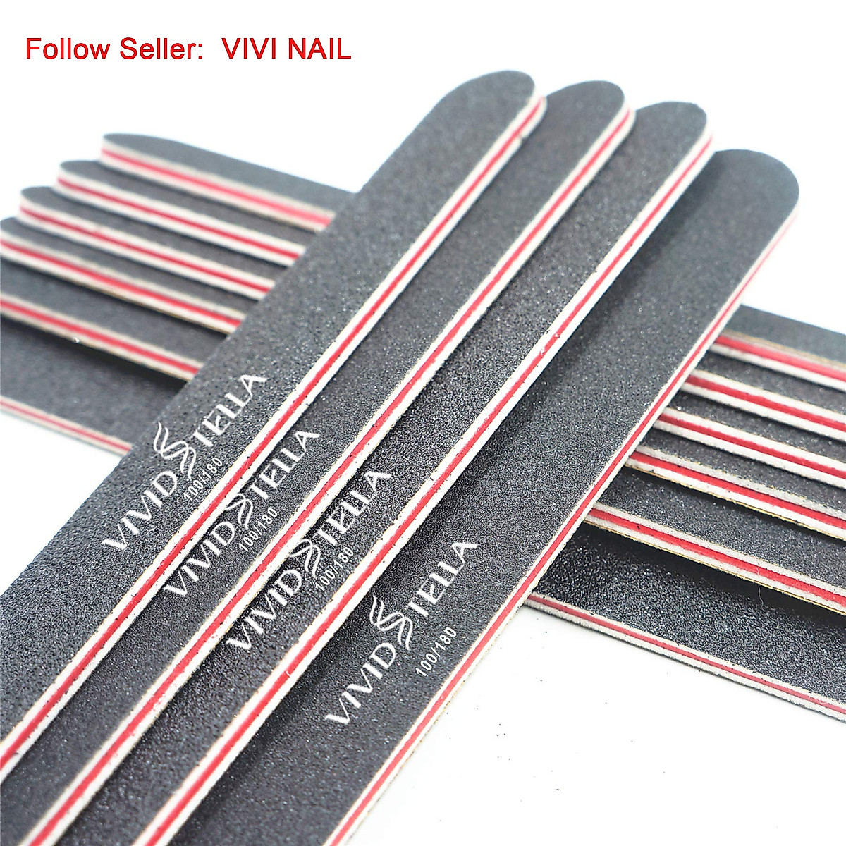 Nail Files Black Straight Nail File Double Sided VIVID STELLA Emery Board Sold by VIVI Nail
