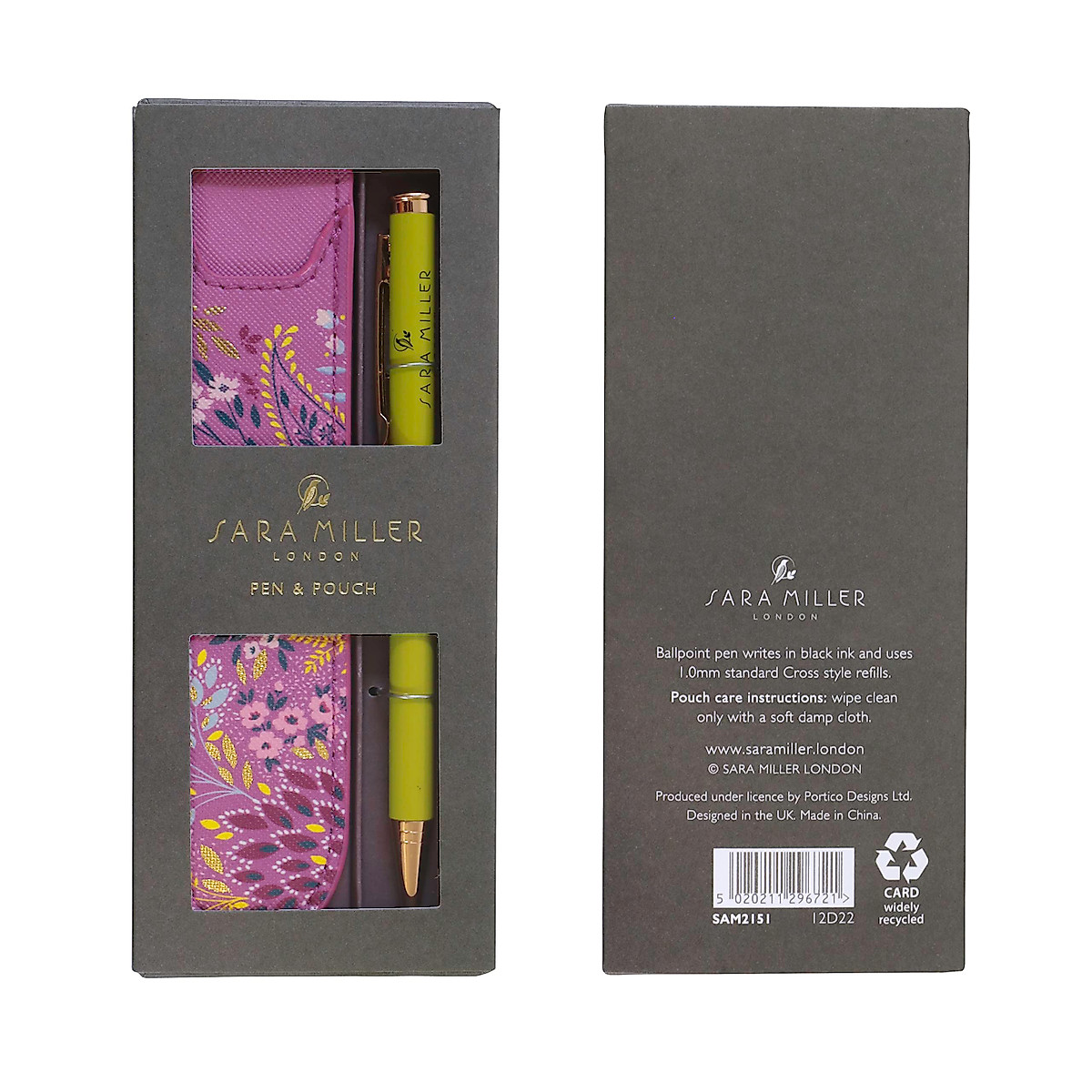 Portico Designs Ballpoint Pen with Pouch Set Sara Miller London Gift Boxed Writing Set, 2-Pieces, Haveli Gardens
