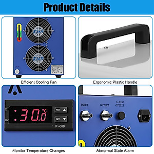 CuisinAid Industrial Water Chiller CW5200, 6L Capacity 0.9hp 2.6gpm Water Cooling System for 60W 70W 80W 90W 100W 120W 130W 150W CO2 Laser Engraving & Cutting Machines, Cools 5200 BTU/Hour