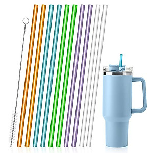 10 Pack Colorful Replacement Straws Compatible with Stanley 40oz Cup Tumbler, 4PCS Silicone Spill Proof Stoppers and Silicone Boot