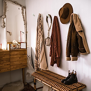 barilo Wood Wall Hooks, 6 Pack Hat Hooks for Wall | White Coat Hooks Wall Mounted | Modern, Decorative Wooden Wall Hangers | Hook for Hanging Backpage, Robe, Hat, Towel, Coat, Purse, Bag