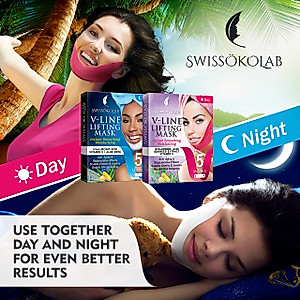 SWISSÖKOLAB V shape lifting up Face Mask Chin Up Patch Double Chin Reducer Chin Contour Tightening Firming Face Lift Tape Mask V-Line Neck Lifting Patches V Shaped Slimming Face Mask 5 pcs