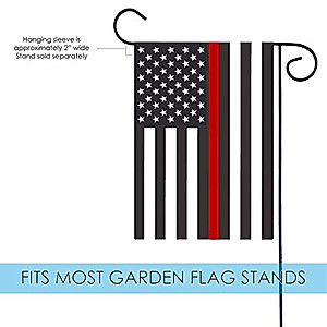Toland Home Garden 1110866 Thin Red Line USA Fire Flag 12x18 Inch Double Sided Fire Garden Flag for Outdoor House Patriotic Flag Yard Decoration