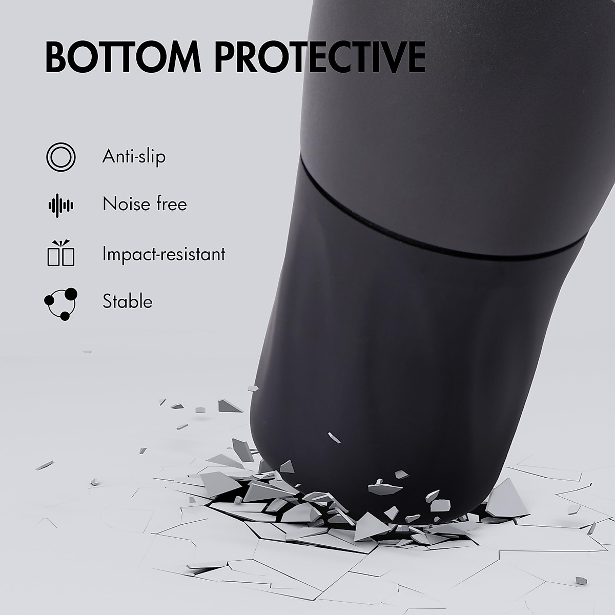 WOOVO 30 oz Tumbler with Lid and Straw - Insulated Double Wall Stainless Steel Water Bottle with SIlicone Boot - BPA Free Dishwasher Safe Tumbler, Reusable 30oz Travel Cup Stay Hot Cold - Black