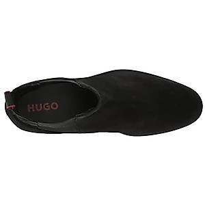 HUGO Mens Smooth Suede Pull On Chelsea Boot Hunting Shoe, Black Oil, 7.5 US