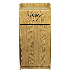 Flash Furniture Sony Laminate Wood Tray-Top Commercial Grade Trash Receptacle in Oak