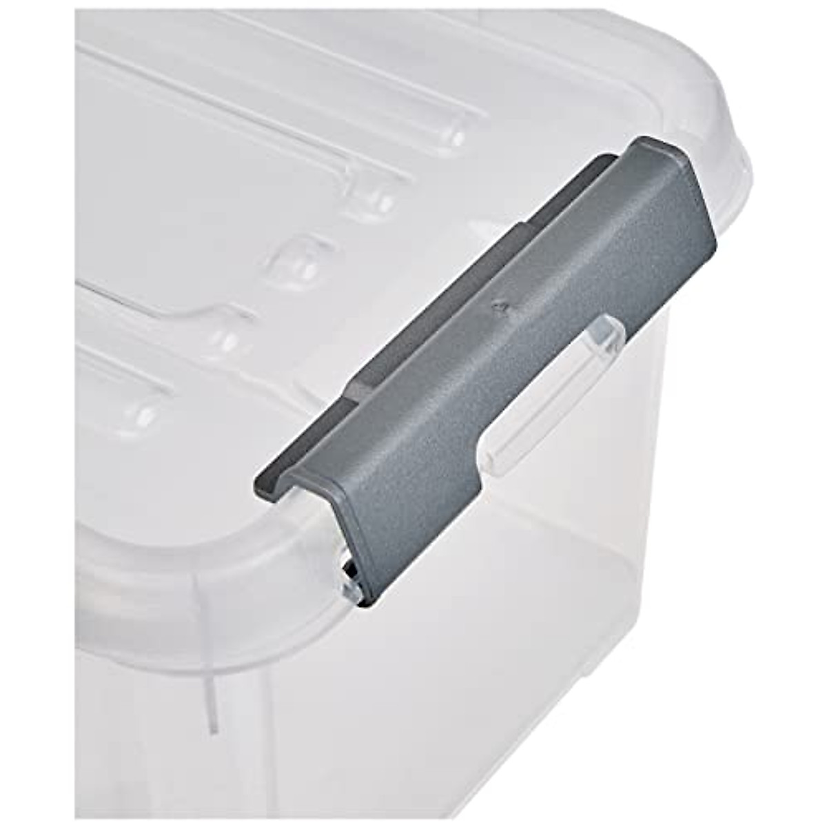 Curver Storage Box Handy Plus with lid 6L in Transparent/Silver, 29.5 x 19.5 x 14 cm