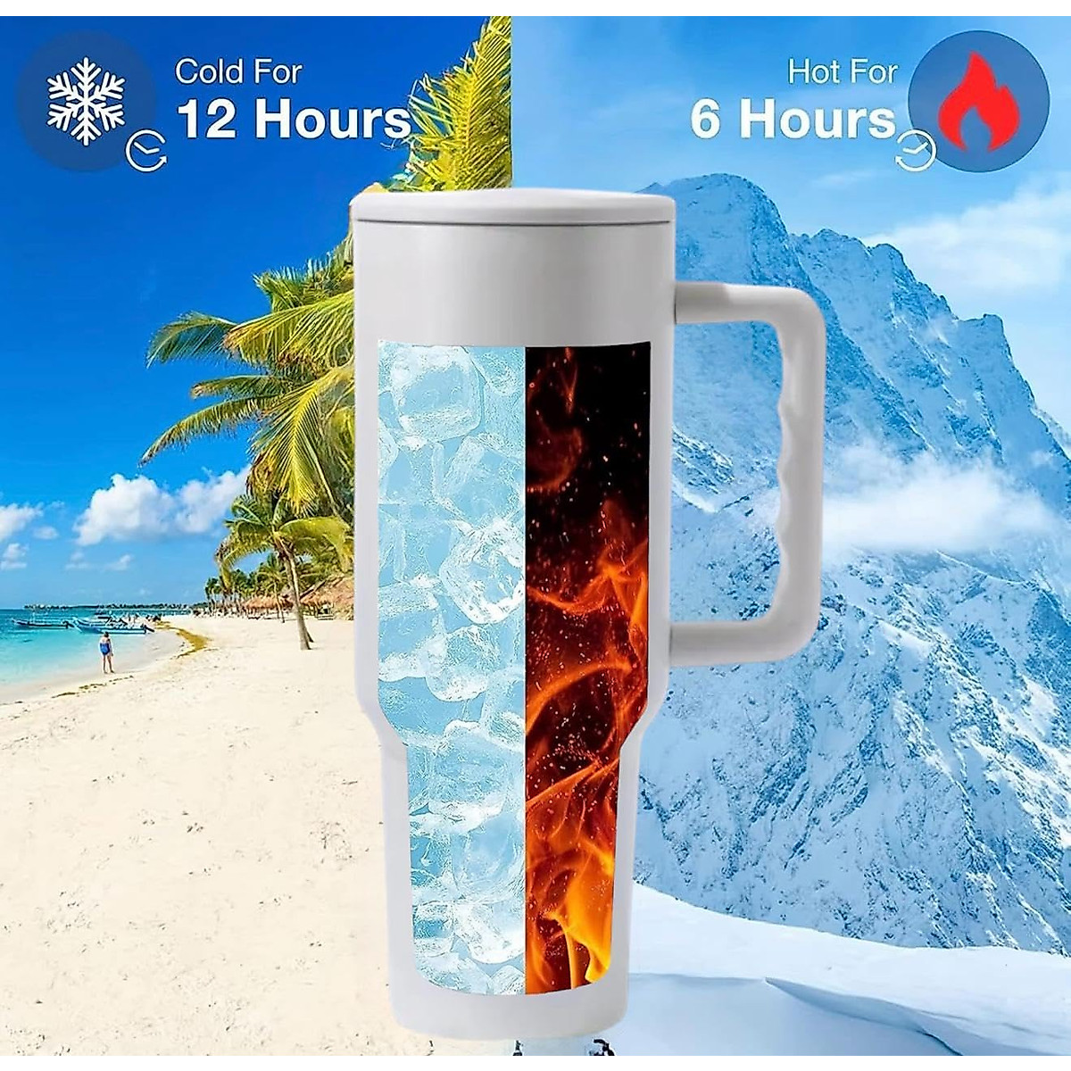 Kiki New York 40 oz Tumbler with Handle and Straw Lid, Insulated tumblers Cup friendly design, Keeps Drinks Cold or Hot with Insulated cups, Reusable Water bottle with straw, Perfect Gifts