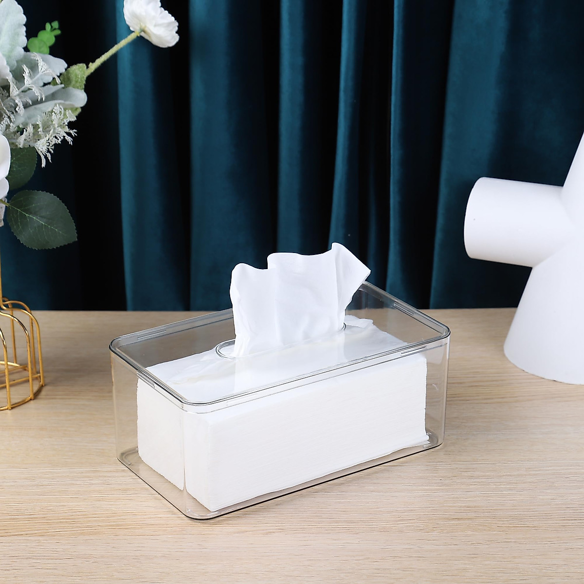 Yureshmull Dryer Sheet Holder, Dryer Sheet Container for Laundry Room, Clear Wipes Dispenser Holder Rectangle for Car, Office, and Home, Easy Refill Holds Standard Sheets