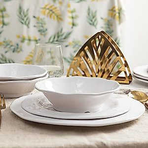 LEHAHA Basic White Melamine Dinnerware Sets, 18 Piece melamine dishes set, Service for 6, Plates and Bowls Sets Great for Indoor and Outdoor Use, Dishwasher safe…