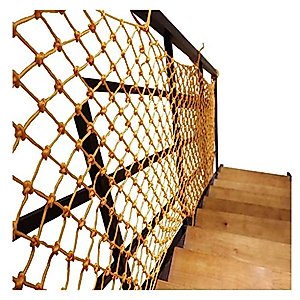 MAGFYLY Banister Guard net Child Safety Net Stair Fall Protection Netting Balcony Protection Nets Indoor and Outdoor Fence Net Yellow Nylon Rope Net Climbing Net Garden Decorative Fence Net 2x3m
