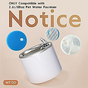 Sindox Cat Water Fountain Filter, 12 Pack Pet Water Fountain Filters for 2.6L/88oz Dog Water Bowl Fountains with Stainless Steel Tray, Automatic Cat Fountains Replacement Filters Set (8+2+2 Pack)
