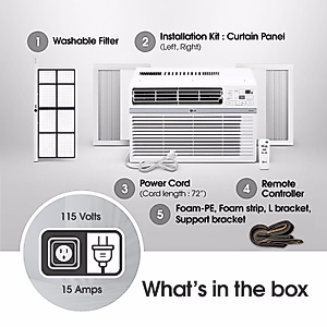 LG LW1024RD 10,000 Window Air Conditioner, 115V, 450 Sq.Ft. (18' x 25' Room Size), Quiet Operation, Electronic Control with Remote, 3 Cooling & Fan Speeds, Auto Restart, 10000 BTU, White