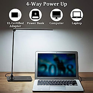 Dott Arts LED Desk Lamp, Touch Control Desk Lamp with 3 Levels Brightness, Dimmable Office Lamp with Adjustable Arm, Foldable Table Desk Lamp for Table Bedroom Bedside Office Study, 5000K, 8W, Black