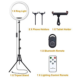 13" Selfie Ring Light with 63" Tripod Stand & 3 Phone Holder, LED Camera Ringlight with 48 RGB Colors Modes & Musical Rhythm Mode and 12 Brightness Dimmable for Makeup/Photography/Videos/Vlog/TikTok