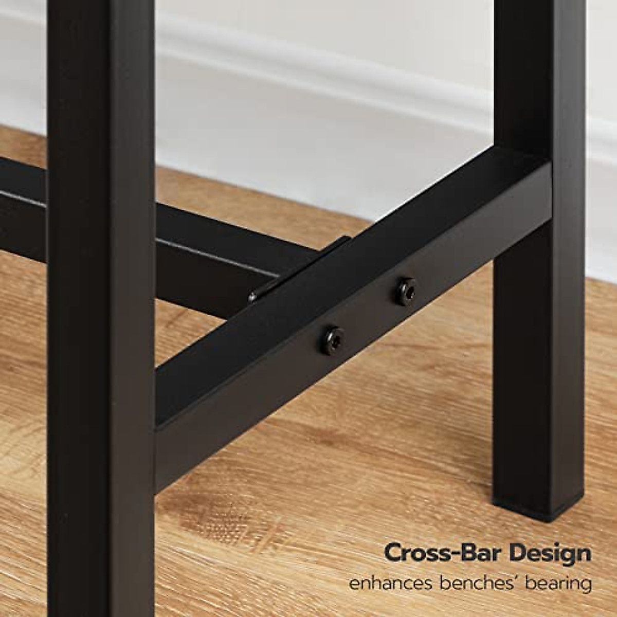 HOOBRO Dining Benches, Pair of 2 Kitchen Benches, Industrial Table Benches, Wooden Indoor Benches, Durable and Stable, for Dining Room, Kitchen, Living Room, Bedroom, Rustic Brown BF02CD01