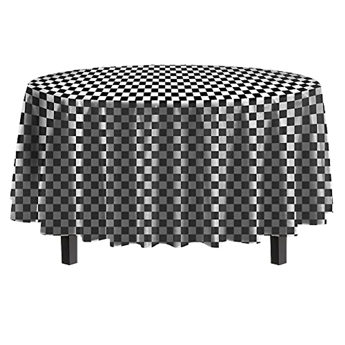 Exquisite 12-Pack - Premium Plastic Tablecloth 84 Inch Round Table Cover - Checkered
