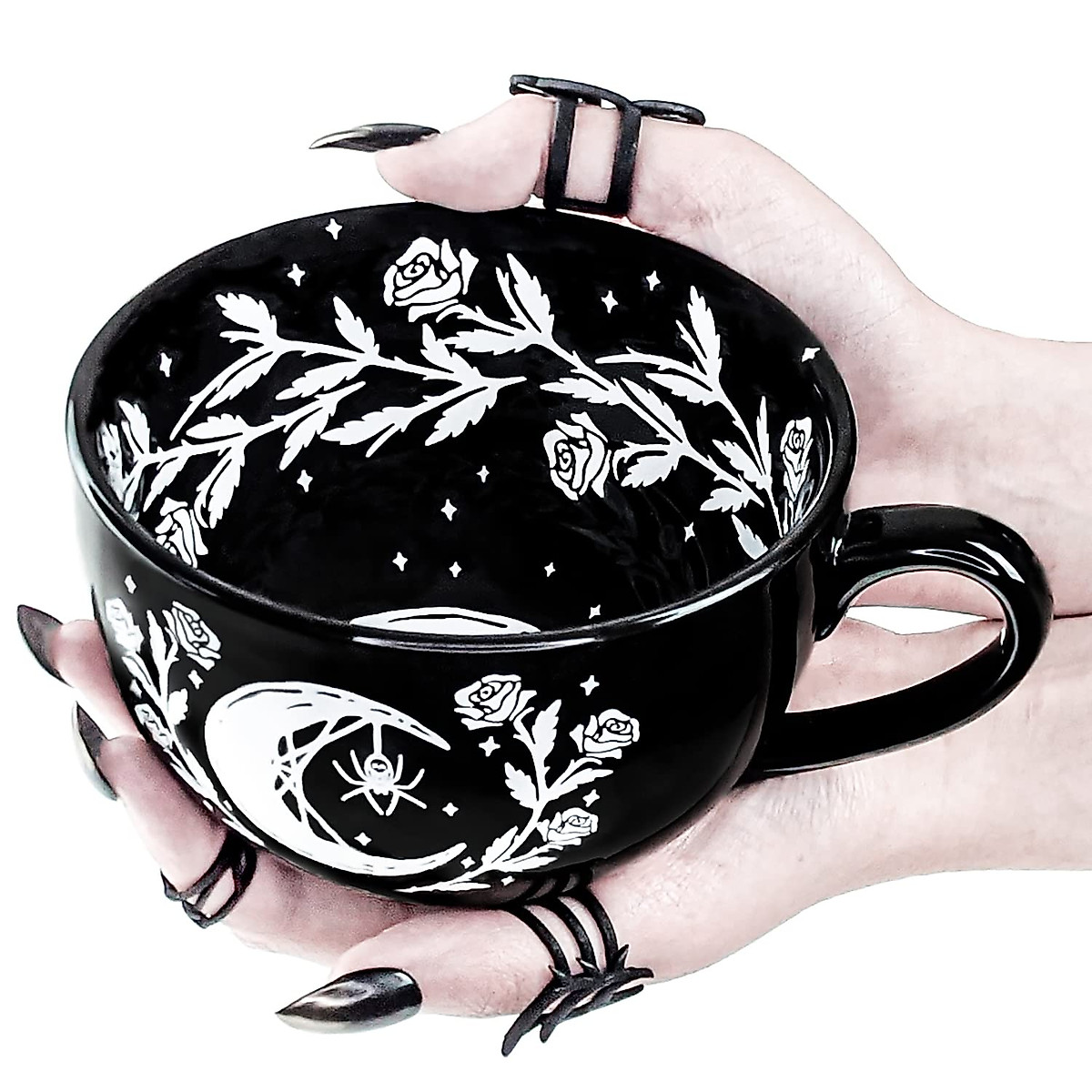 Rogue Wolf La Lune Large Gothic Moon Mug - Halloween Decor Ceramic Cup for Tea/Coffee