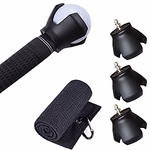 JWCBDY 3-Prong Golf Ball Pick Up Retriever Grabber Black Back Saver Claw Portable Grip Tool with Stainless Steel Screws Golf Sucker Accessories for Putters and Golfer (3 Pack)