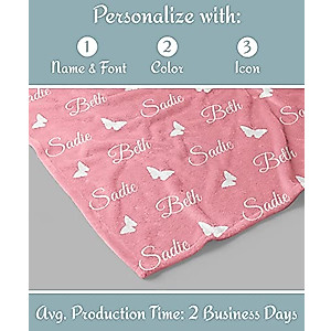 Happy Vibes Mall Personalized Baby Blankets for Girls and Boys with Name and Custom Icon - Personalized Baby Gifts for Infants, Toddlers, Minky Baby Blankets for Kids