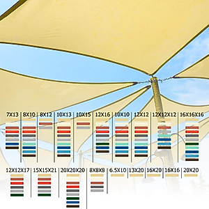 Shade&Beyond 10'x13' Sun Shade Sail Rectangle Canopy Sail Sunshade UV Block for Patio Yard Backyard Light Grey, (We Make Custom Size)