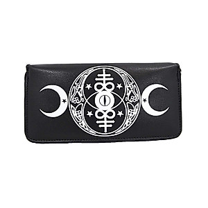 Lost Queen New Moon Wallet Gothic Occult Moon Magick & Leviathan cross Black Wallet, Large
