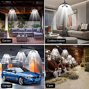 Webcem Solar Shed Light Outdoor Indoor, 136LED 1000LM Solar Pendant Light with Remote Control, IP65 Waterproof, 4+1 Leaves 90°Adjustable Solar Powered Shed Light for Yard Garage Gazebo Porch