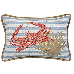 Comfy Hour 13" Polyester Ocean Crab Coral Coastal Accent Throw Pillow Cushion for Home Decoration, Multicolor, Ocean Voyage Collection