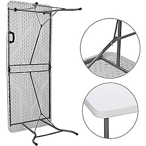 Edtian Folding 6ft Outdoor and Indoor Foldable Ideal for Camping and Picnic, Portable and Easy to Set Up, Perfect as a Card Craft Table, White
