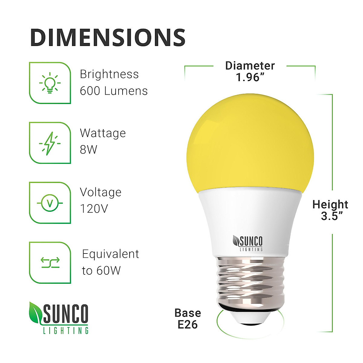 Sunco LED Bug Light Bulbs Outdoor A15 Yellow Bug Repellent Porch Light 8W Dimmable 2000K Amber Glow, E26 Medium Base, Instant On, Flicker Free, UL Listed 6 Pack