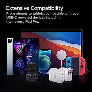 USB C Wall Charger, Spigen 40W Dual USB C Charger [GaN Fast] 30W Max Each Port, Foldable Fast Charger for iPhone 14 13 Plus Pro Max Mini 12 SE 2022 iPad Pro MacBook Air Galaxy S23 S22 MagSafe Duo