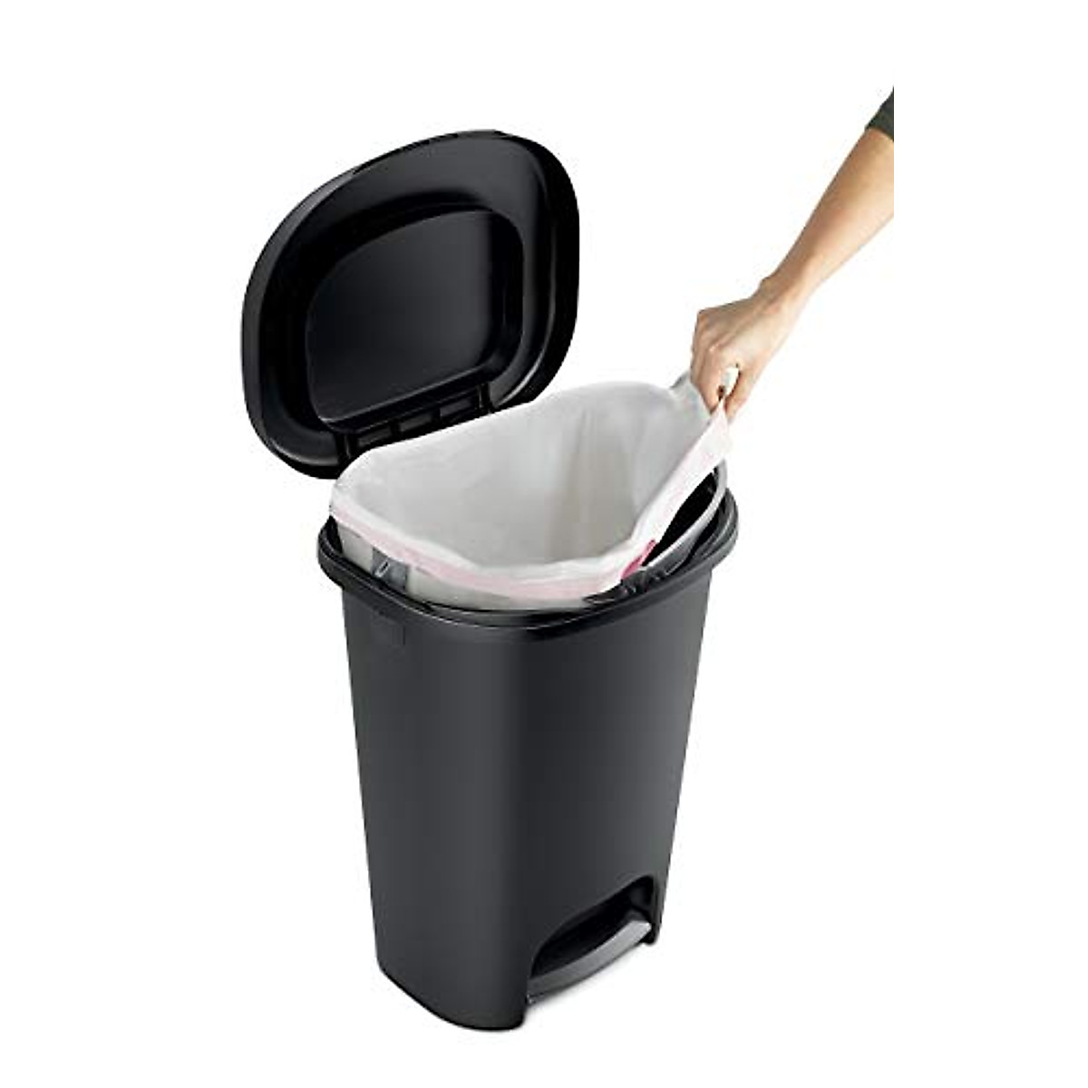 Rubbermaid Classic Step-On Lid Trash Can for Home, Kitchen, and Bathroom Garbage, 13 Gallon, Black