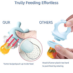 Cosermart Baby Fruit Food Feeder Pacifier- Soft Silicone Mesh Teether, Infant Breastmilk Popsicle Molds for Teething, Relief Teething Toys for Babies 6-12-18 Months, Blue（Include Extra Storage Case