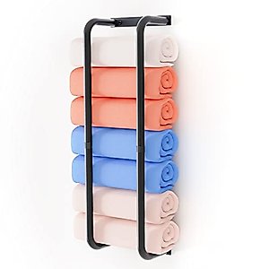 YYP Towel Racks for Bathroom, Towel Rack Wall Mounted, Stainless Steel Towel Holder for Bathroom Wall, Easy to Install Bathroom Towel Storage, Black