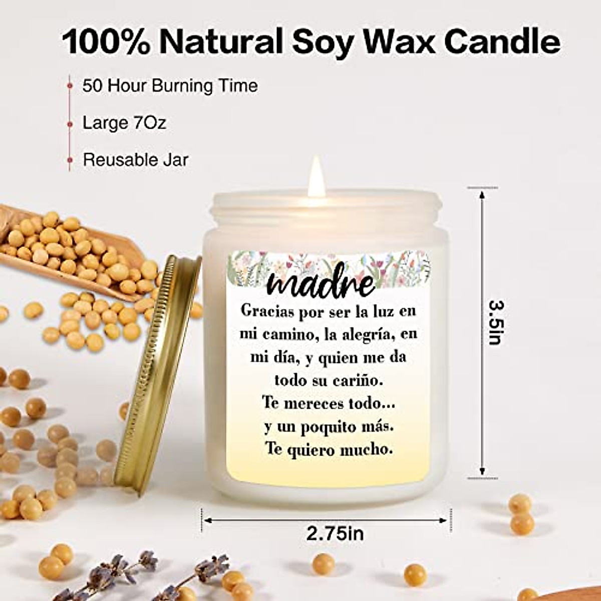 Regalos para Mamá,Spanish Mom Scented Candles,Regalos De Cumpleaños para Mamá De Hija Hijo, Regalos De Navidad para Mamá, Regalos De Acción De Gracias para Mamá, Regalos para El Día De La Madre